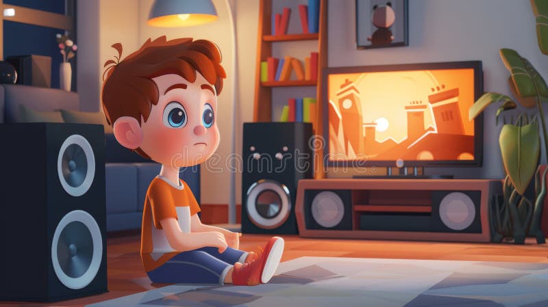 Cartoon Illustration of a Toddler Watching T Stock Illustration ...