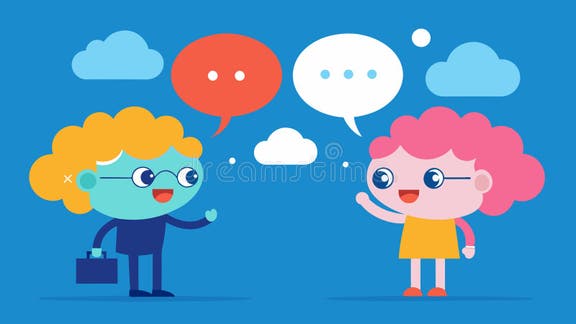 A Cartoon Illustration of Two Characters with Thought Bubbles ...