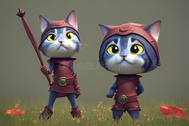 Cartoon Illustration of Two Cute Grey Cats Stock Illustration ...