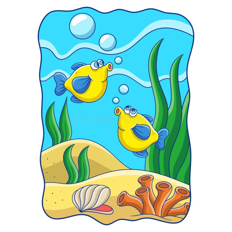 Cartoon Illustration Two Fish Playing in the Water Stock Vector ...