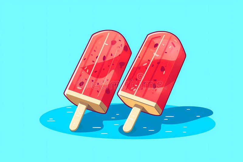 A Cartoon Illustration of Two Popsicles with Red Liquid on the Bottom ...