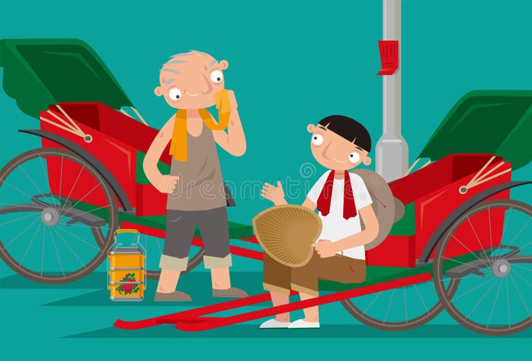 Pulled Rickshaw Illustration Stock Illustrations – 54 Pulled Rickshaw ...