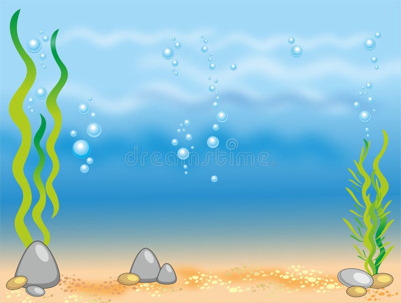 Cartoon Illustration of the Underwater World, Sandy Bottom, Rocks ...