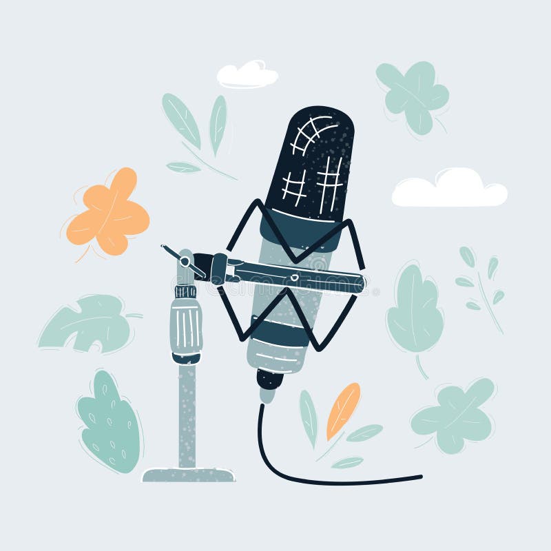 Cartoon Illustration of Vintage Microphone on White Stock Vector ...