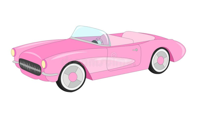 Cartoon Illustration of the Vintage Pink Car Editorial Photo ...