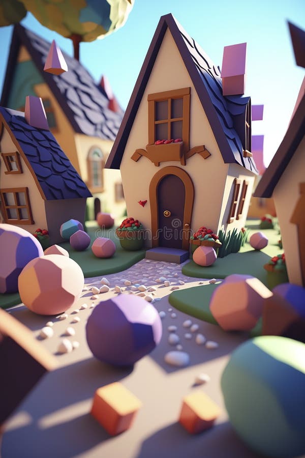 Cartoon Illustration, in a Whimsical Candy-colored Town, Ai Generative ...