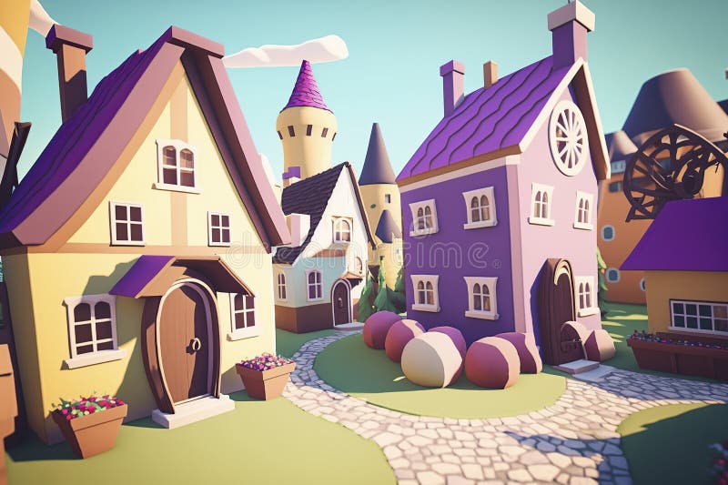 Cartoon Illustration, in a Whimsical Candy-colored Town, Ai Generative ...