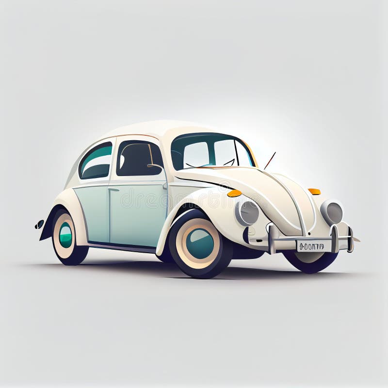Cartoon Illustration of a White Vintage Car Stock Illustration ...