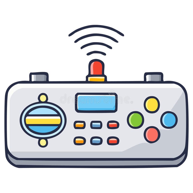 Cartoon Illustration of a Wireless Remote Control Console with Joystick ...