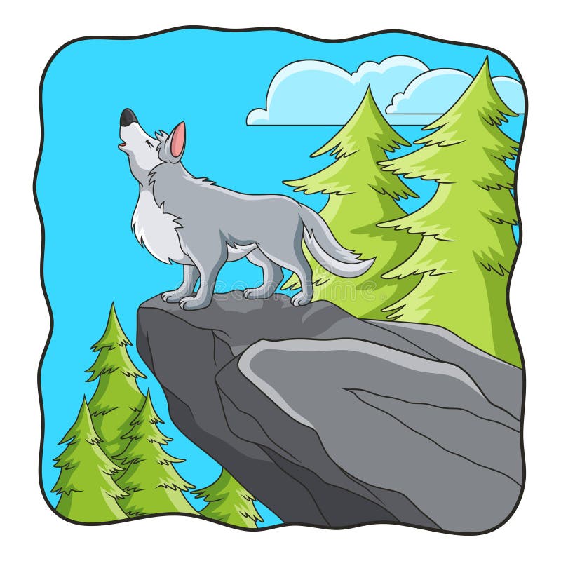Cartoon Illustration the Wolf Roars Stock Illustration - Illustration ...