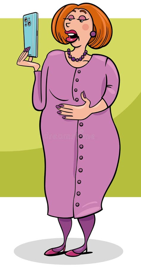 Cartoon Woman Talking On The Mobile Phone Stock Vector Illustration