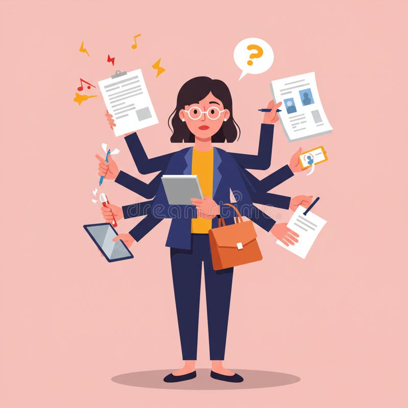 Cartoon Multitasking Woman Stock Illustrations – 2,389 Cartoon ...