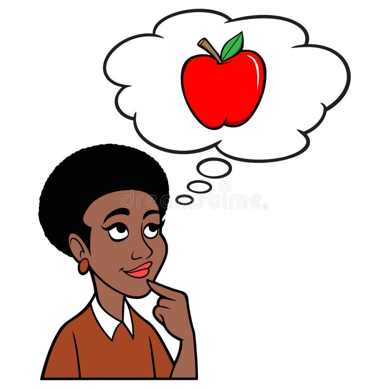 Woman Thinking about an Apple Stock Vector - Illustration of fruit ...
