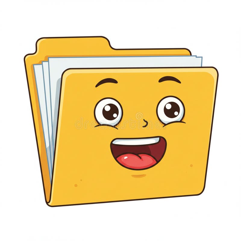 Cartoon Illustration of a Yellow File Folder with an Expressive ...