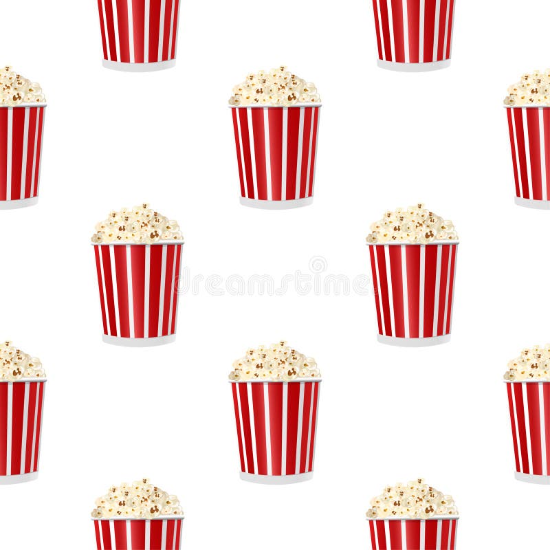 Cartoon Illustration with Yellow Popcorn Pattern on White Background ...