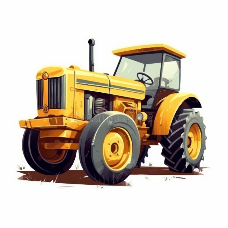 Cartoon Illustration of a Yellow Tractor. Stock Illustration ...