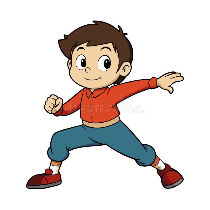 Cartoon Boy in Fighting Stance Vector Illustration Character Stock ...