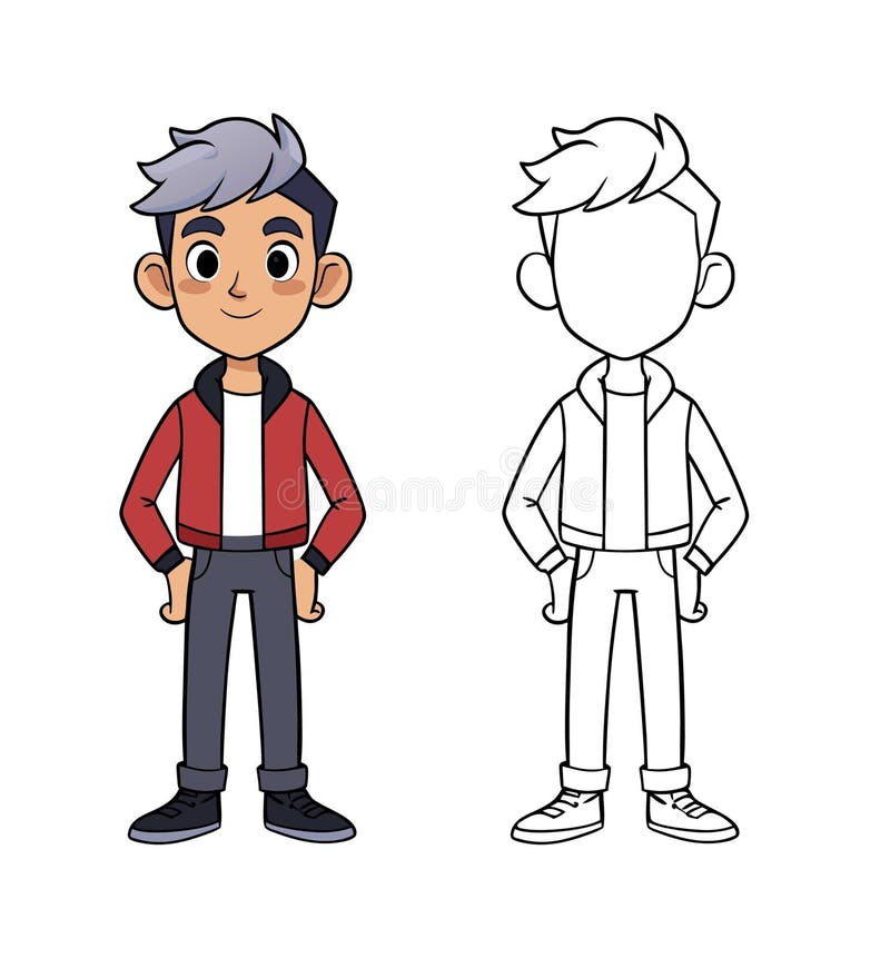 Cartoon Young Man with Red Jacket Illustration Stock Vector ...