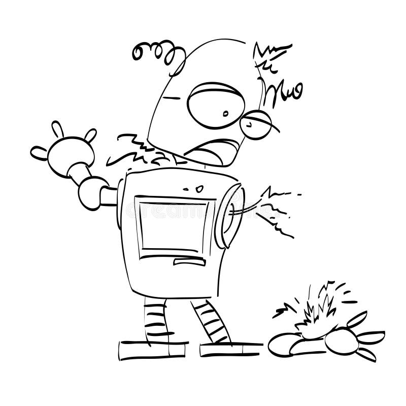 Cartoon Image of Broken Robot Stock Vector - Illustration of hand ...