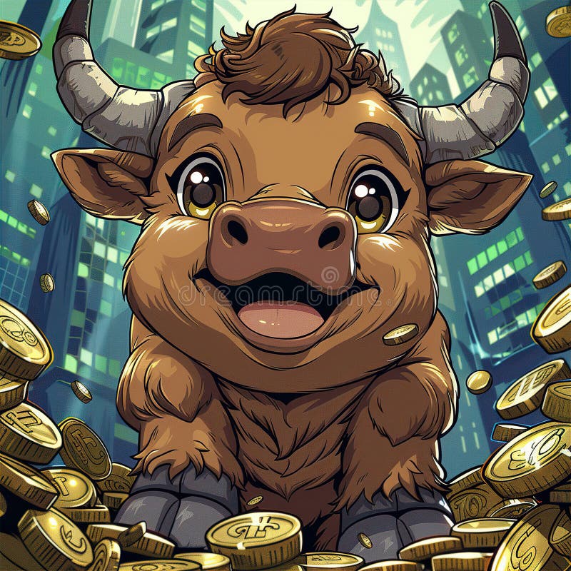 Cartoon image of bullish stock illustration. Illustration of comic ...