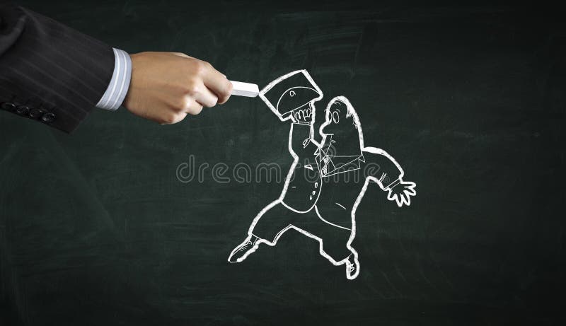 Whiteboard Drawing Cartoon Fat Businessman With Cell Whiteboard Drawing Cartoon Fat Businessman With Cell