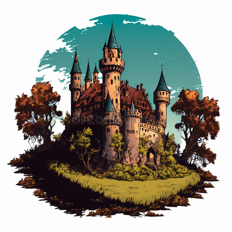 Cartoon Image of the Castle Stock Illustration - Illustration of flags ...