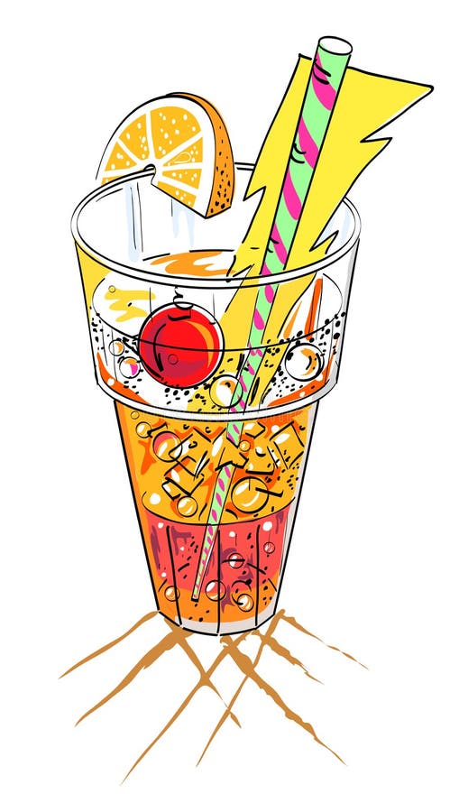 Cartoon image of cocktail stock vector. Illustration of grunge - 91459528