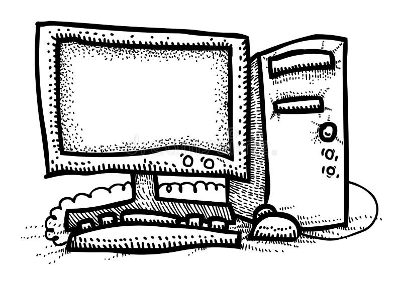 Cartoon Image of Computer Icon. PC Symbol Stock Vector - Illustration ...