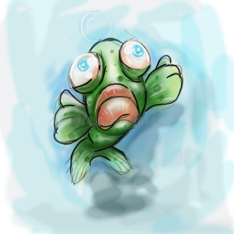 Cartoon Image Of Curious Little Fish Stock Illustration - Illustration ...