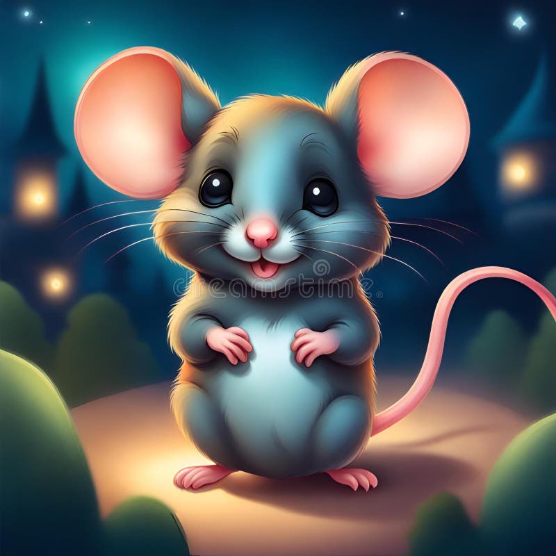 A Cartoon Image of a Cute Mischievous Rat Standing and Smiling ...