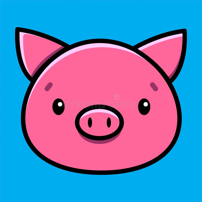 Cartoon Image of a Cute Pink Pig Head. Vector Illustration Stock Vector ...