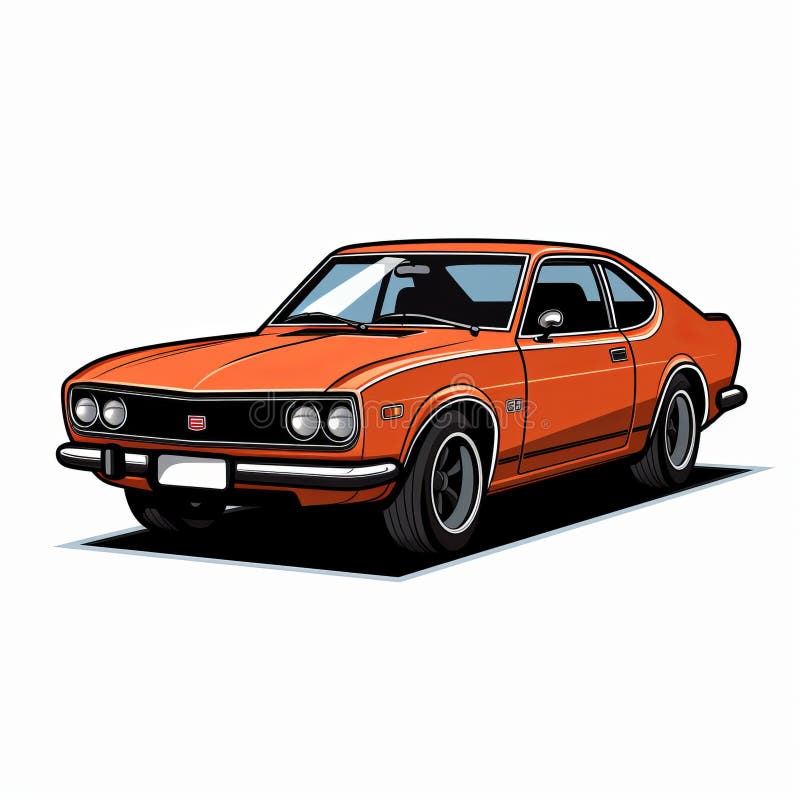 Classic Japanese Art Car Vector Illustration in Orange and White Stock ...