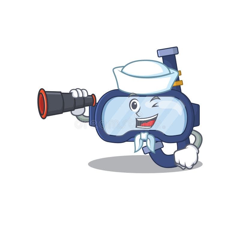 A Cartoon Image Design of Dive Glasses Sailor with Binocular Stock ...