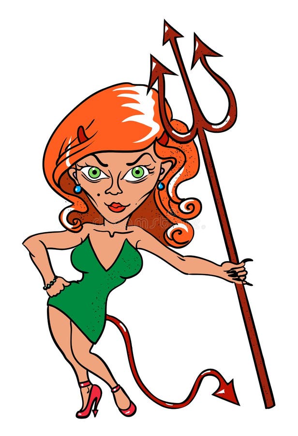 Cartoon Image of Devil Girl Stock Vector - Illustration of grunge ...