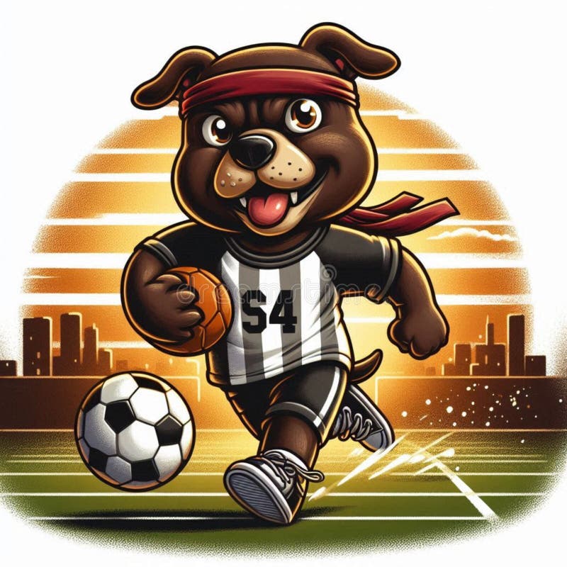 Cartoon Image of a Dog Playing Football Stock Illustration ...