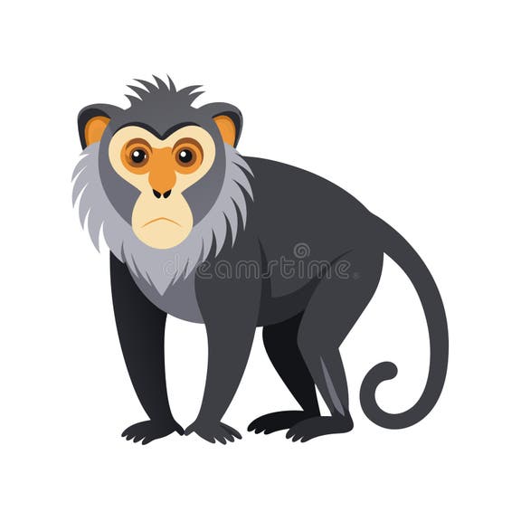 Cartoon Image of Douc Langur Monkey on White Background Stock Photo ...