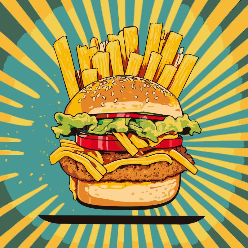 Cartoon Image of Fast Food in the Style of Pop Art Stock Vector ...