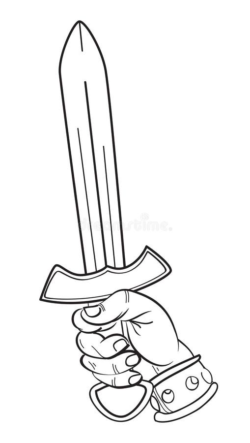 Cartoon Image of Hand with Sword Stock Vector - Illustration of doodle ...