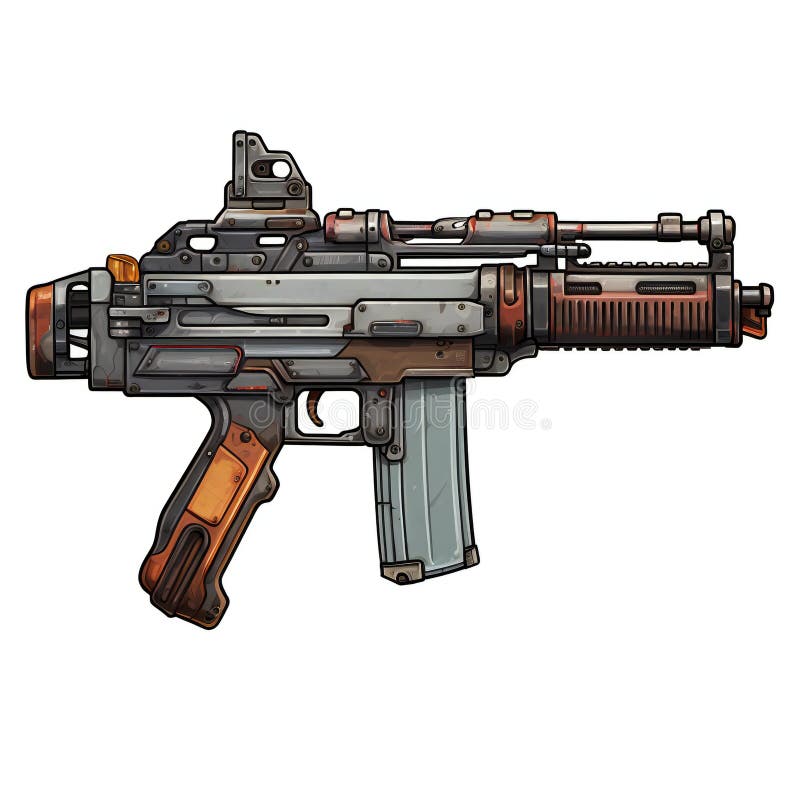 Cartoon Image of a Machine Gun on White Background, Stock Illustration ...