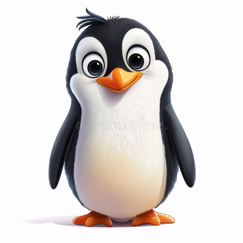 Smiling Cartoon Penguin on White Background Stock Photo - Image of ...