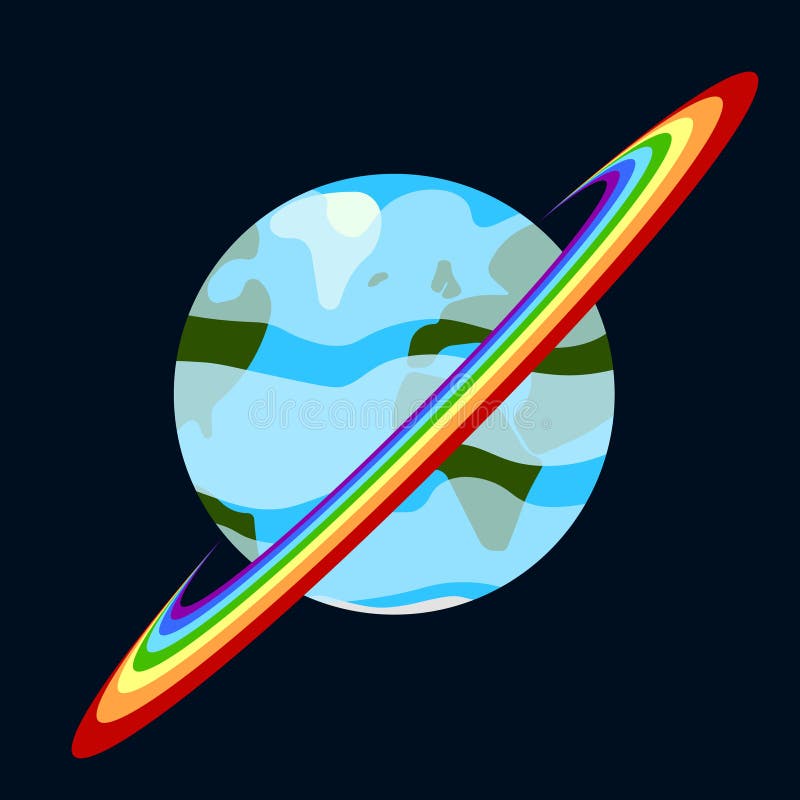 Cartoon Image of a Planet with a Rainbow Belt. Abstract Detailed Multi ...