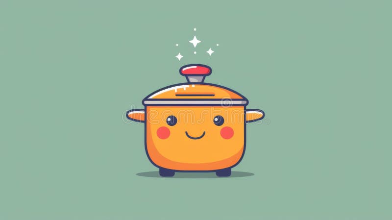 A Cartoon Image of a Smiling Orange Pot with Stars, AI Stock ...