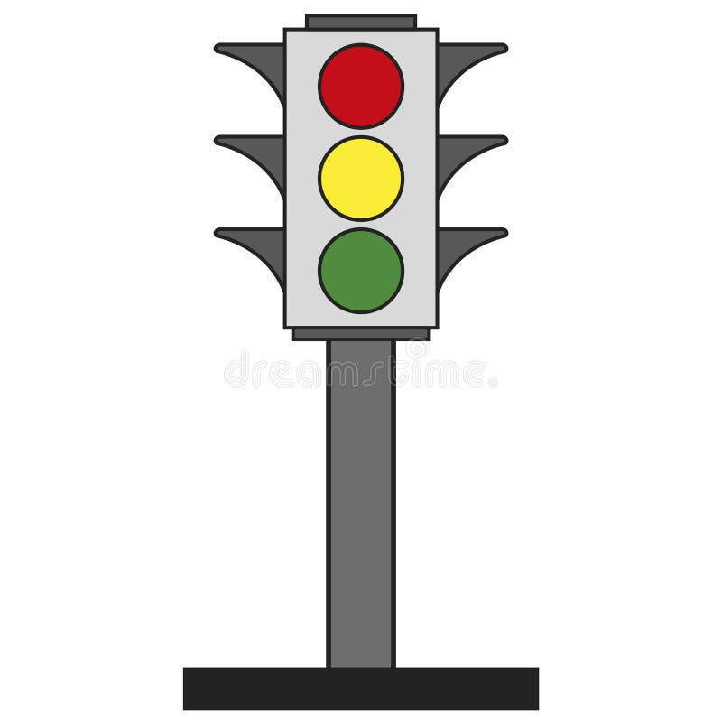 Cartoon Image with Traffic Light. Sign Forbidden. Vector Illustration ...