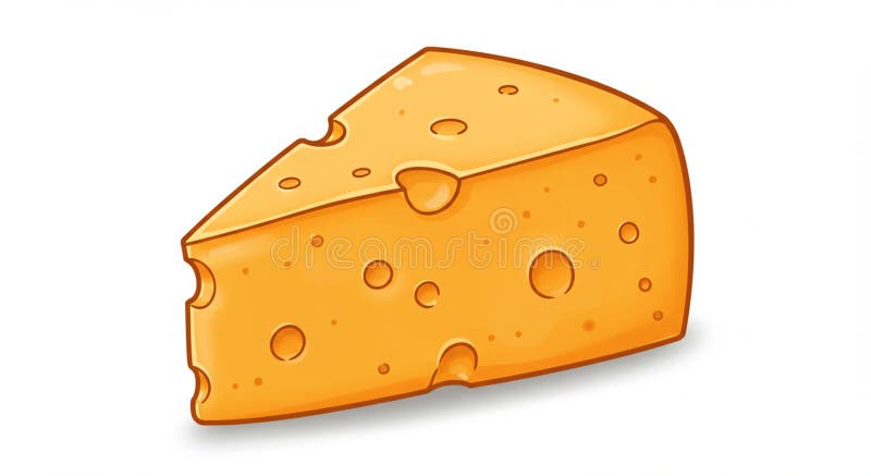 A Cartoon Image of a Triangular Wedge of Cheese, Colored in a Bright ...
