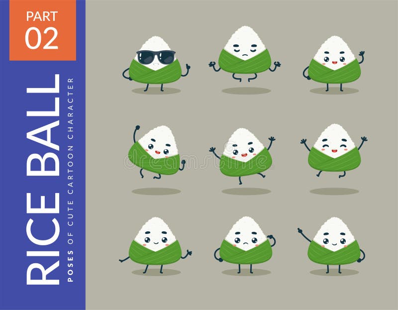 Cartoon Images of the Rice Ball. Second Set Stock Vector - Illustration ...