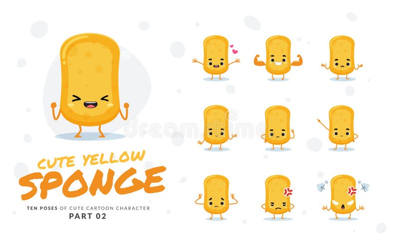 Cartoon Images of Yellow Sponge. Second Set Stock Vector - Illustration ...