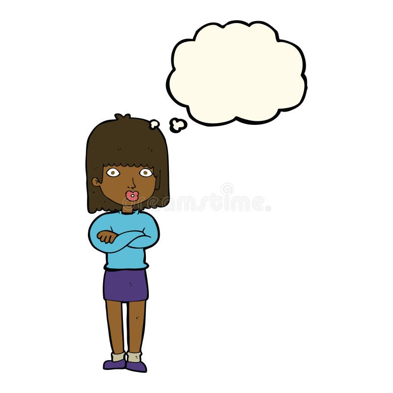 Cartoon Impatient Woman with Thought Bubble Stock Illustration ...
