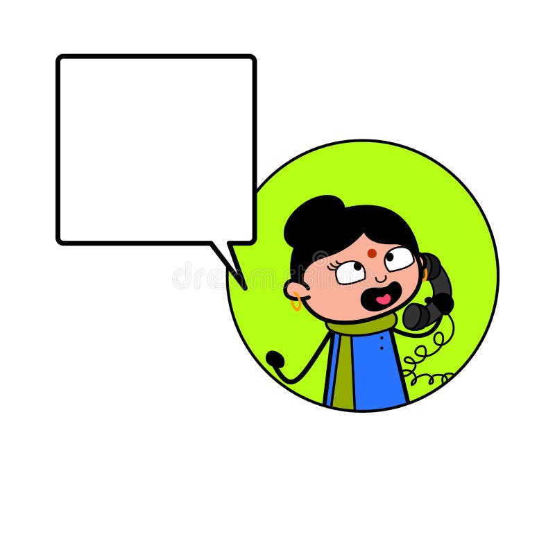 Cartoon Indian Lady Calling on Cell Phone Stock Illustration ...