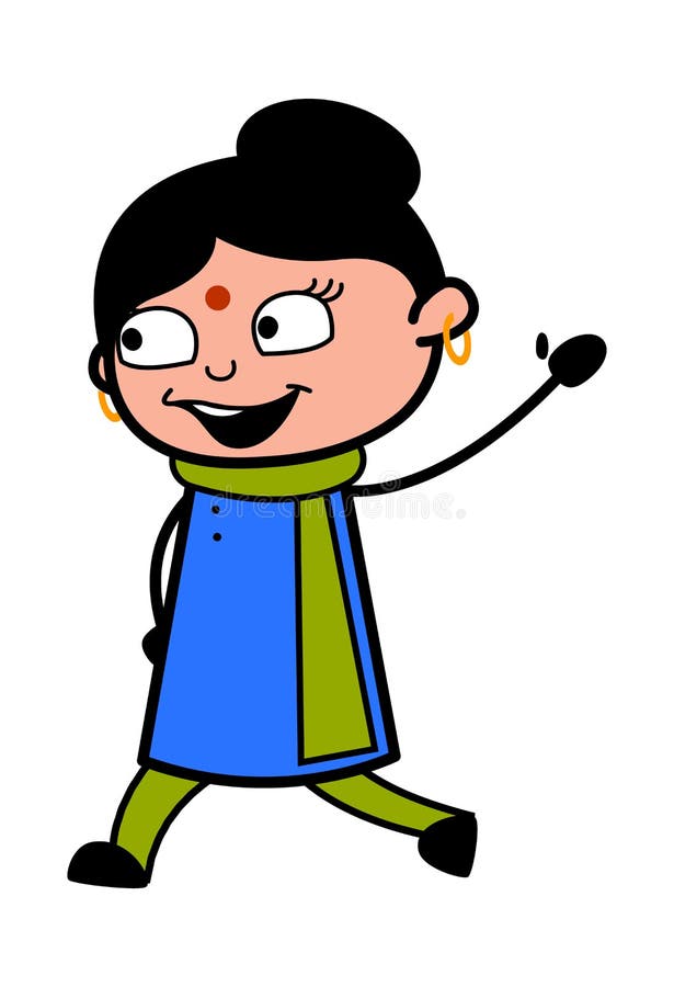 Cartoon Indian Lady Saying Hello Stock Illustration - Illustration of ...