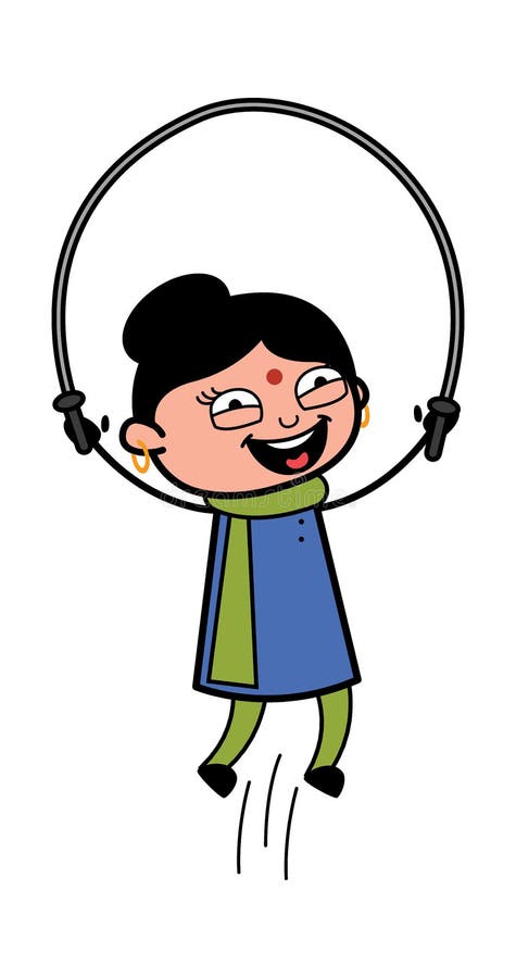 Cartoon Indian Lady Skipping Rope Stock Illustration - Illustration of ...